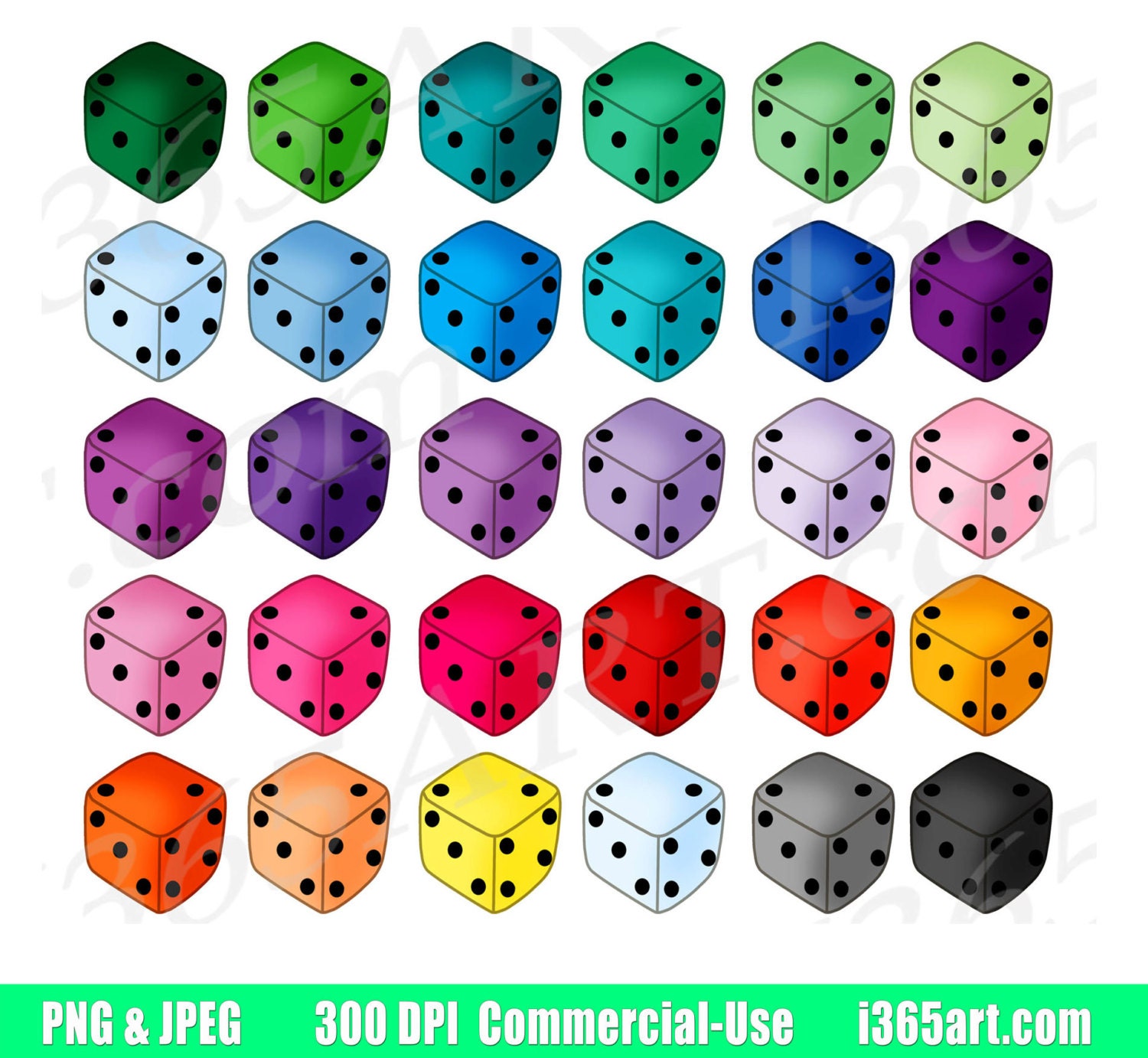 Colored Dice Clip Art