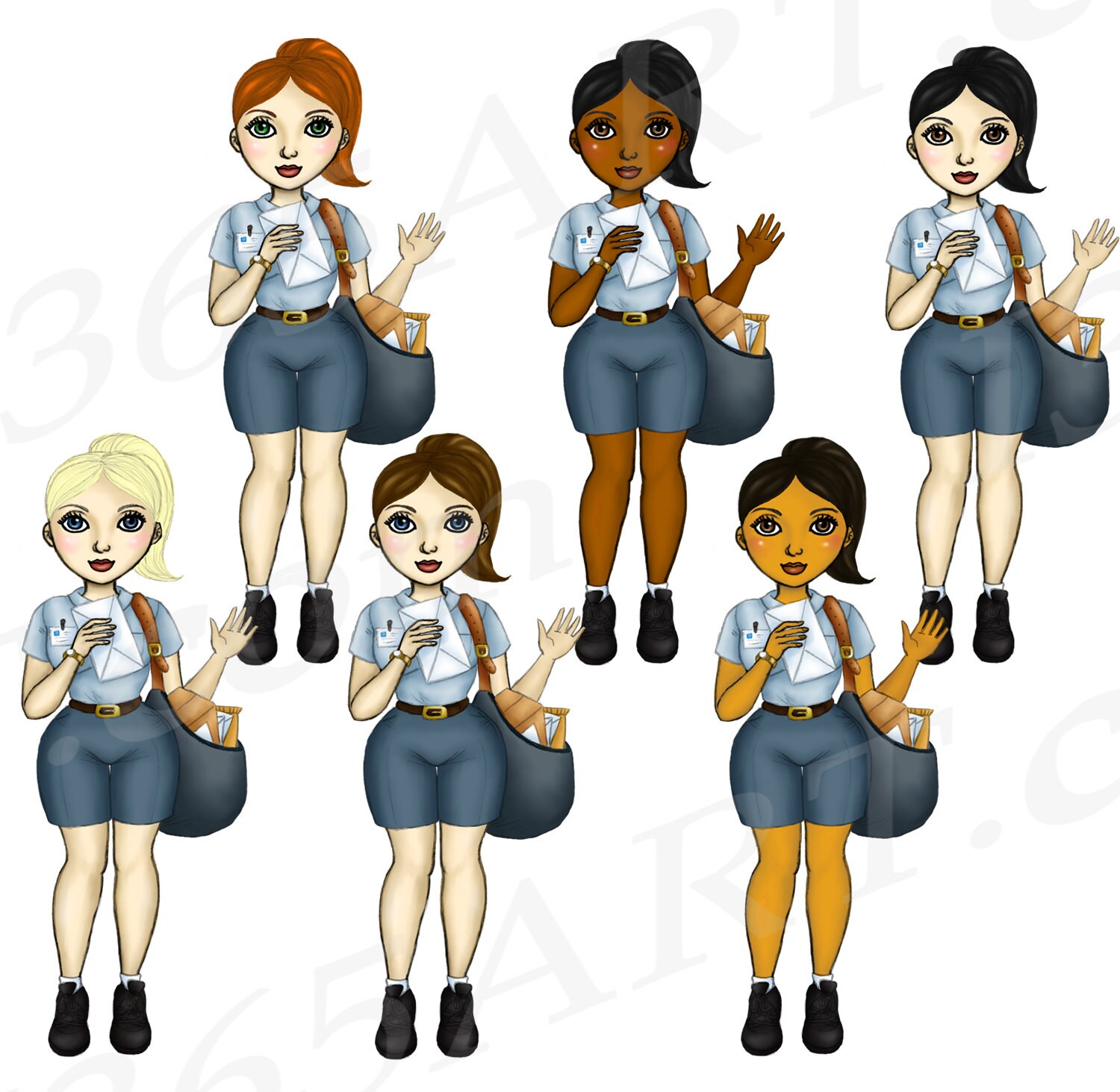 Postal Workers Clipart Mail Woman Delivery Girl Mail | Etsy