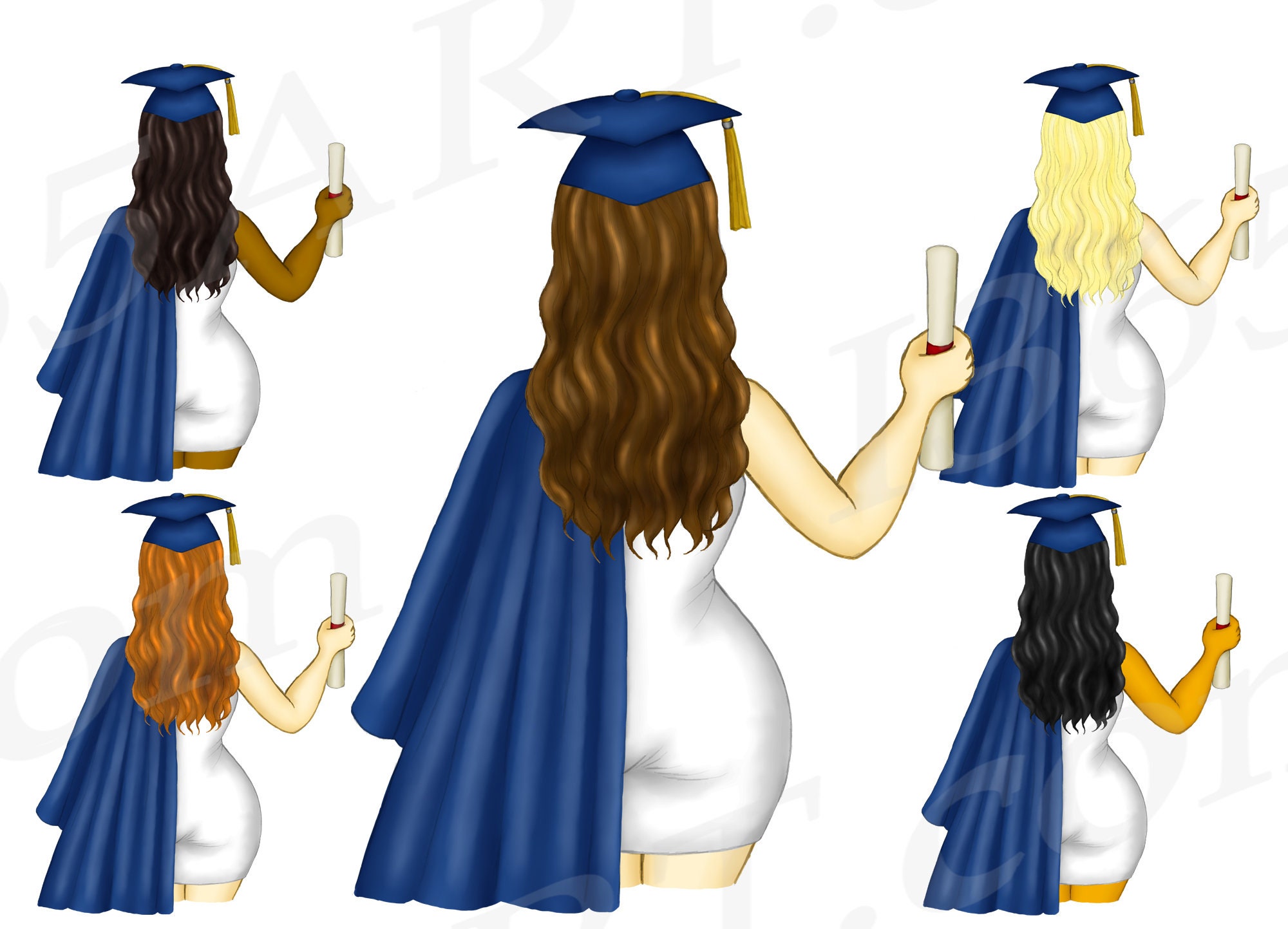 Graduation Clipart Graduation Girls Clipart College - Etsy