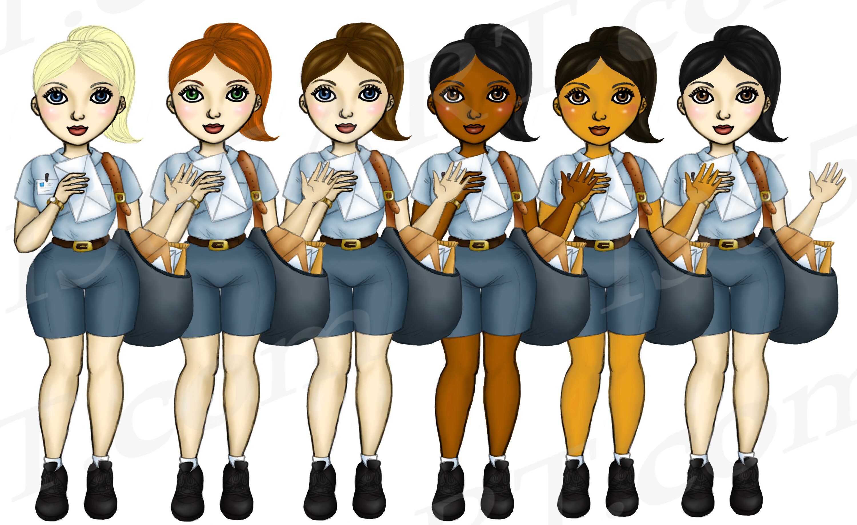 Postal Workers Clipart Mail Woman Delivery Girl Mail - Etsy Canada
