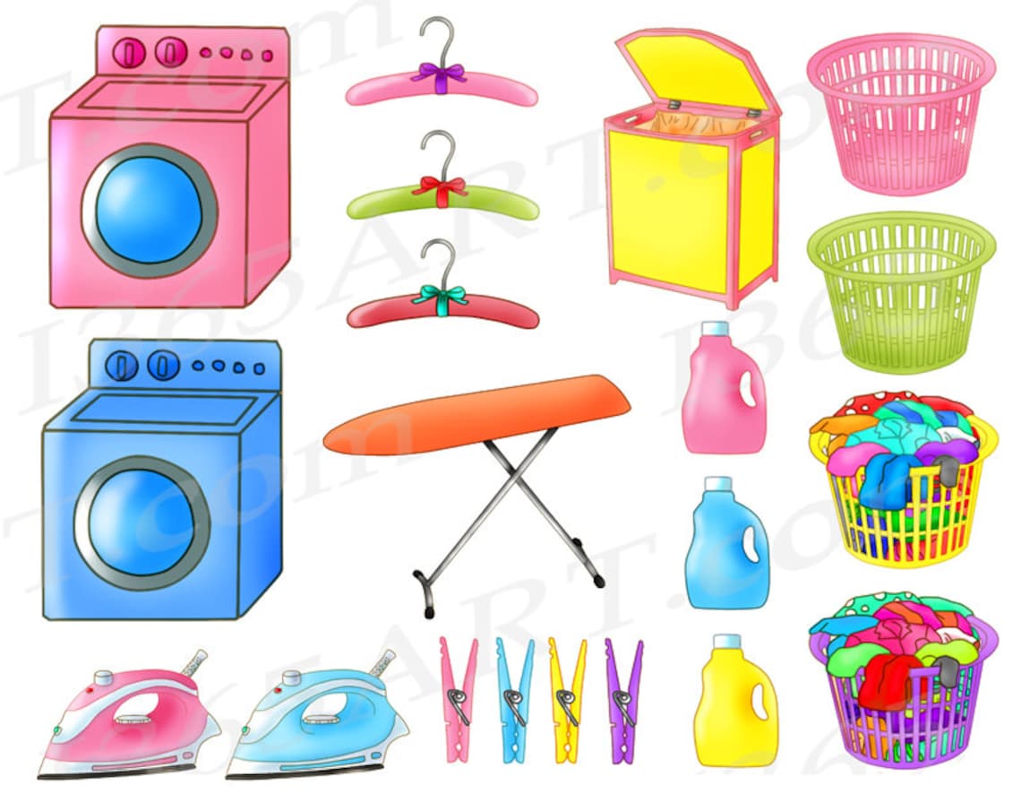 Buy 3 Get 1 Free Laundry Clipart Laundry Clip Art Clothes | Etsy