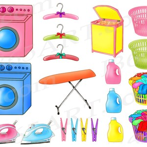 Laundry Clipart Set, Laundry Clip Art, Clothes Washing, Planner ...