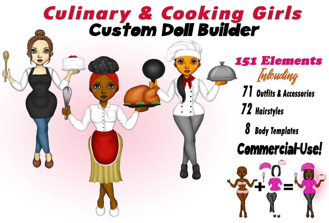 Chef Clipart, Best Friends Clipart, Culinary Clipart, Cooking Woman ...