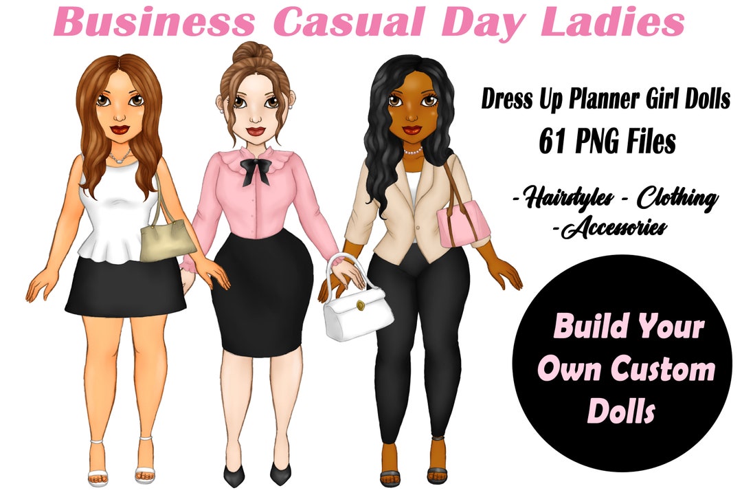 Customizable Dolls Clipart, Dress up Dolls Clipart, Business Casual ...