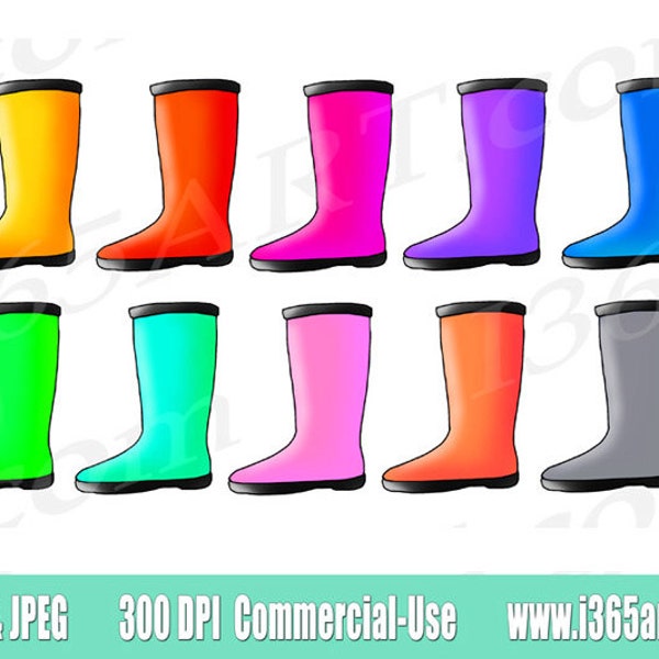 Rain Boots Clipart - Etsy