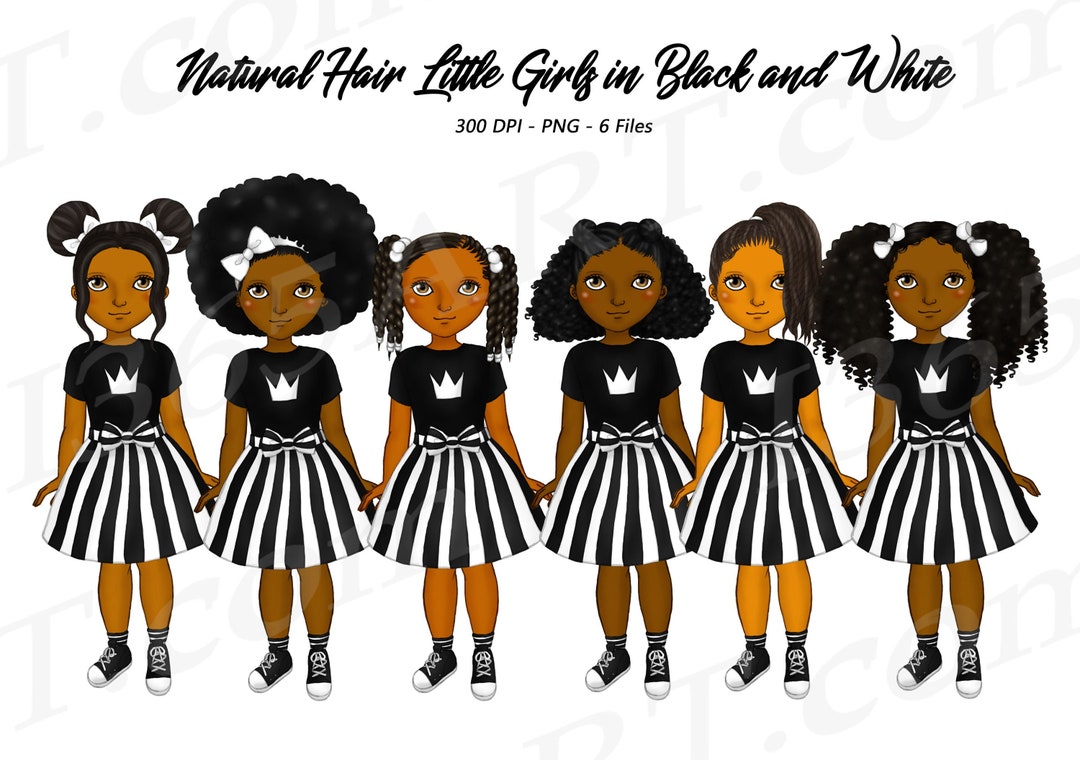 Little Black Girl Clipart, Fashion Girl Clipart, Little Girl Clipart ...