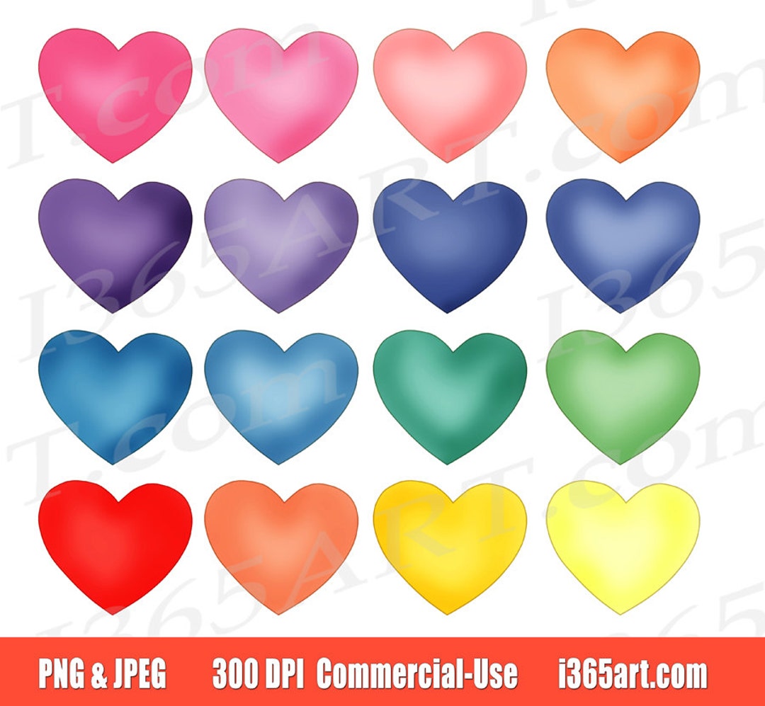 Pastel Hearts Clipart, Heart Clip Art, Heart Graphics, Planner Stickers ...