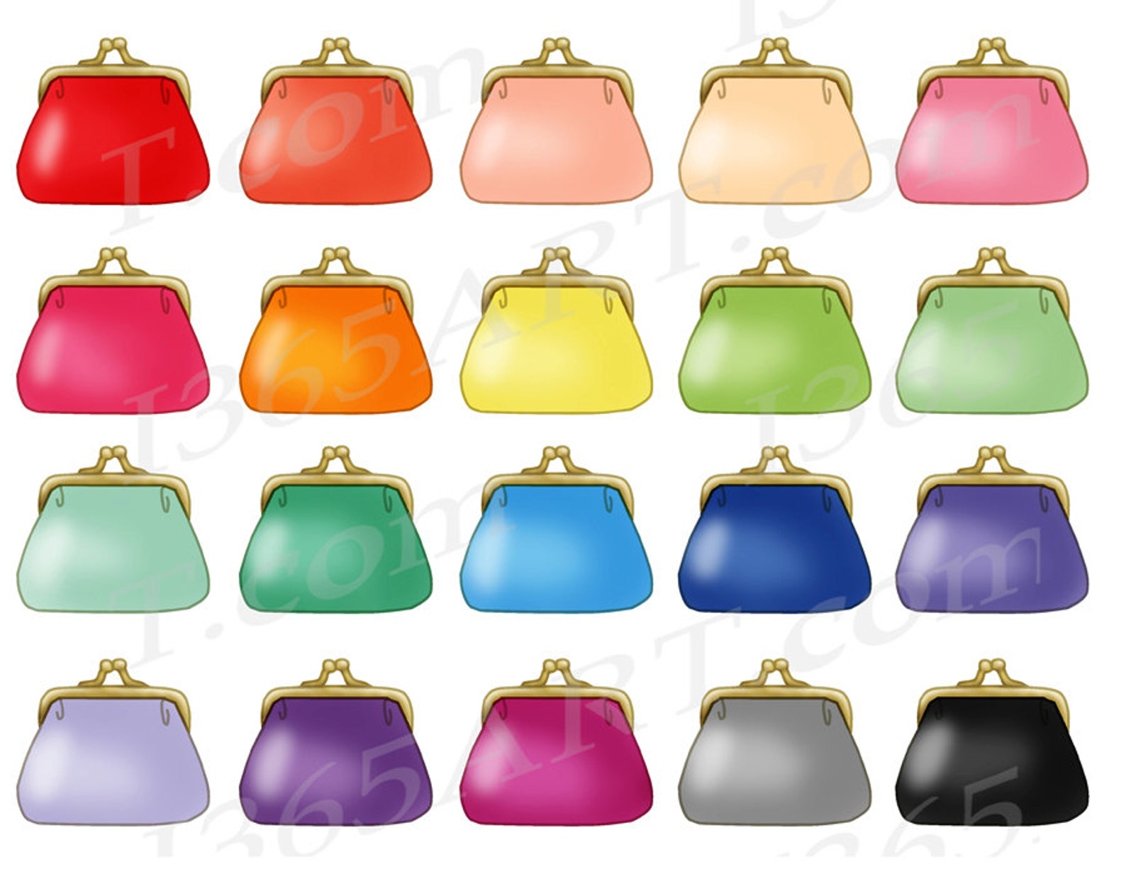 Buy 3 Get 1 Free Coin Purse Clipart Wallet Clip Art Clutch - Etsy