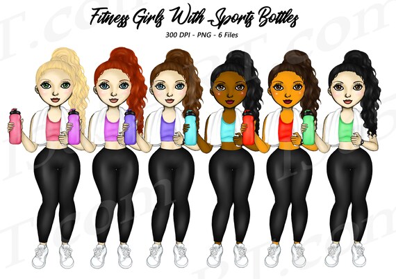 Fitness Girl Clipart Workout Girl Clipart Hydrate Clipart - Etsy