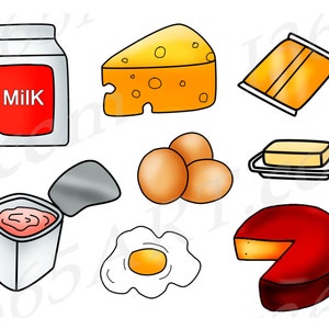 Dairy Foods Clipart, Dairy Foods Clip Art, Food Groups, Milks, Eggs ...