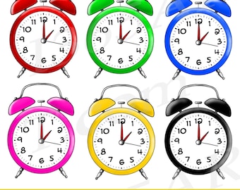 Kawaii Clocks Clipart Commercial Use Alarm Clock Clip Art - Etsy Canada