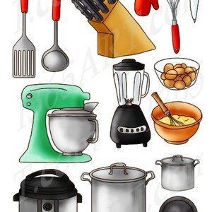 Kitchen Tools Clipart, Kitchen Tools Clip Art, Baking and Cooking ...
