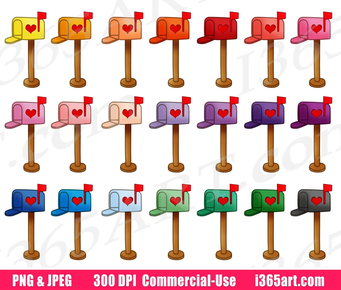 Mailbox Clipart Mail Box Clip Art Post Boxes Mail Posts - Etsy