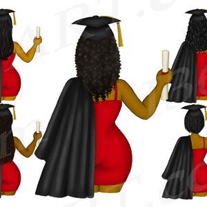 Black Graduation Girl Clipart, Graduation Girl Clip Art, Black Women ...