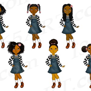 Little Black Girl Clipart, Little Girl Clipart, Black & White Stripes ...