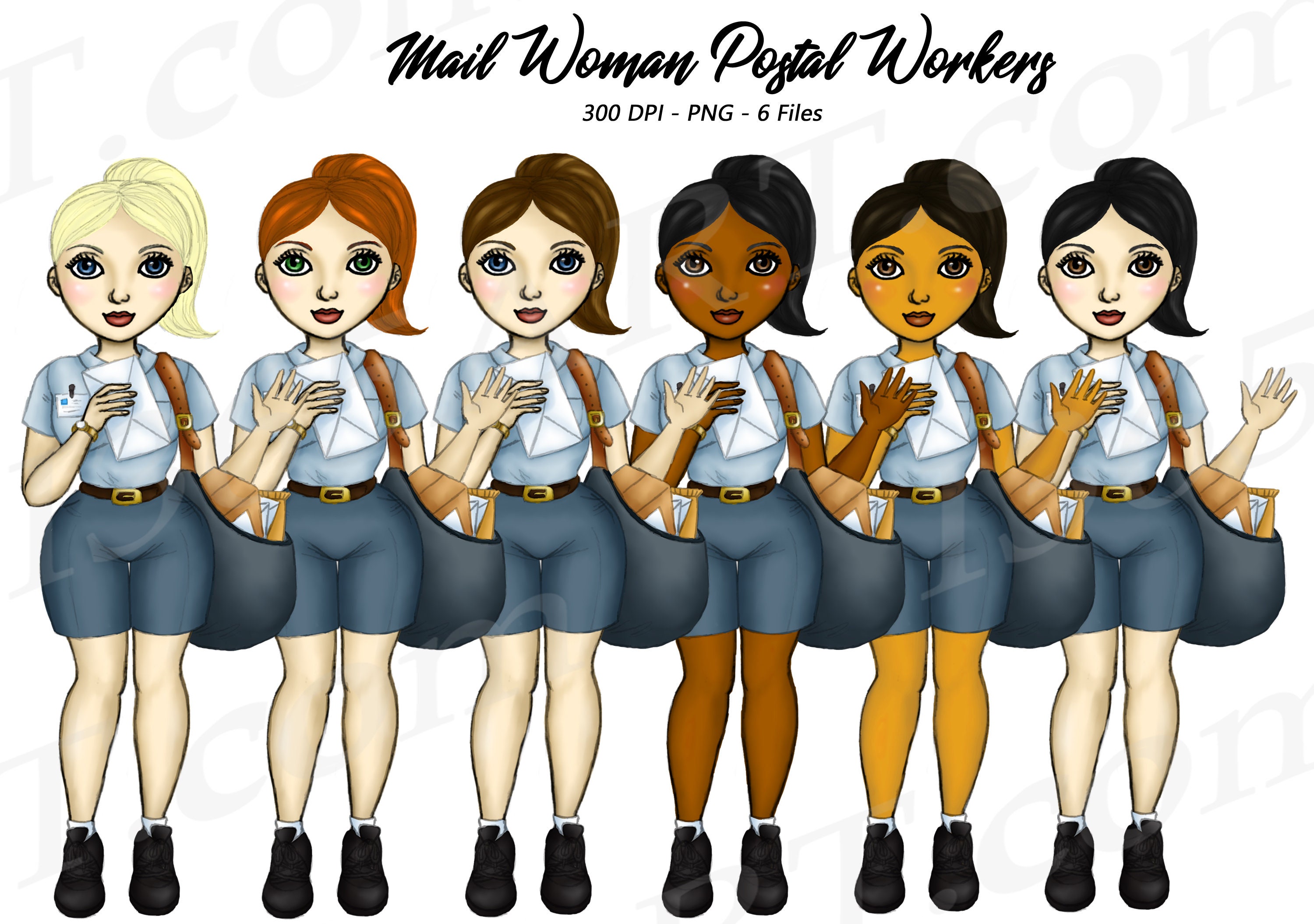 Postal Workers Clipart Mail Woman Delivery Girl Mail - Etsy UK