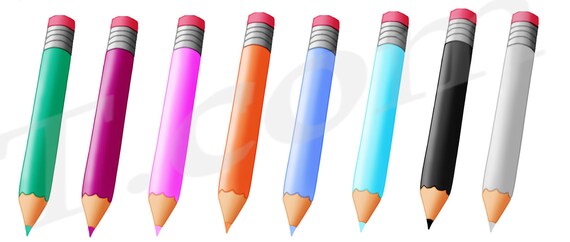 50 Rainbow Crayons Clipart Kids coloring pencil Digital illustrations ...