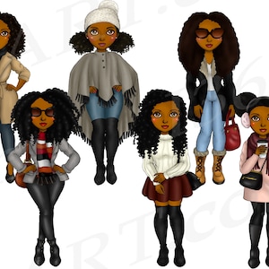 Winter Girls Clipart, Natural Hair, Winter Girls, Black Girl Clipart ...