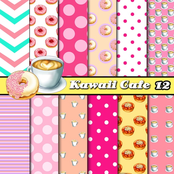 Cute Cafe Digital Scrapbook Paper Patterns for Birthday Parties and ...