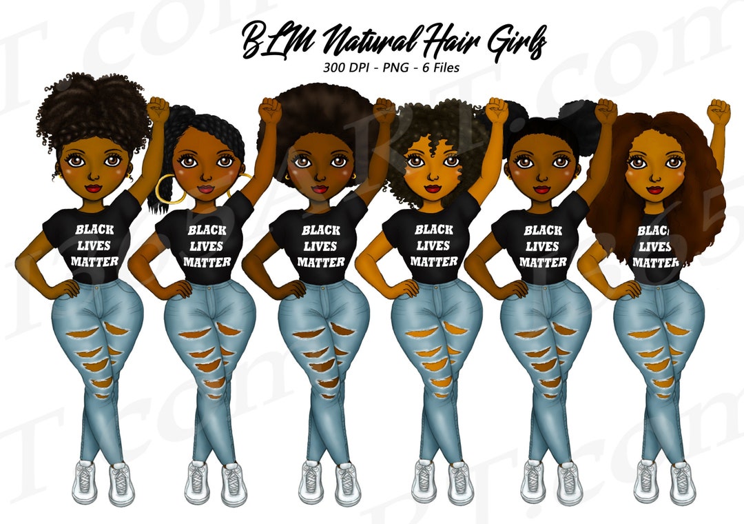 Black Lives Matter Clipart, Natural Hair, Black Girl Clipart, Black ...