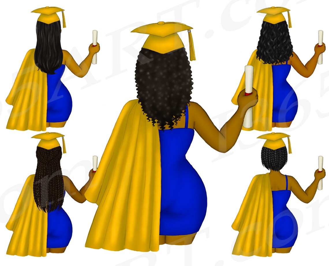 Black Graduation Girl Clipart, Graduation Girl Clip Art, Black Women ...