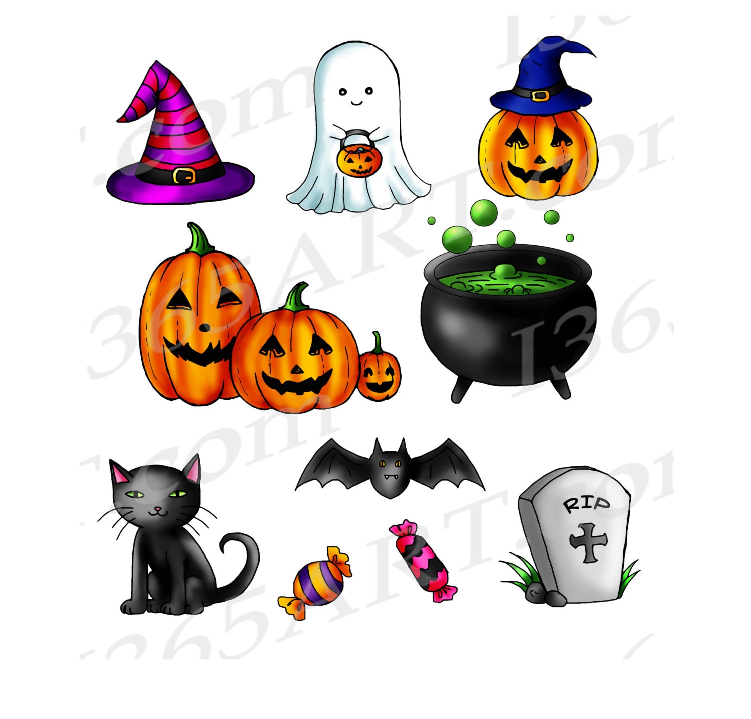 Cute Halloween Clipart Halloween Clip Art Digital Hand - Etsy