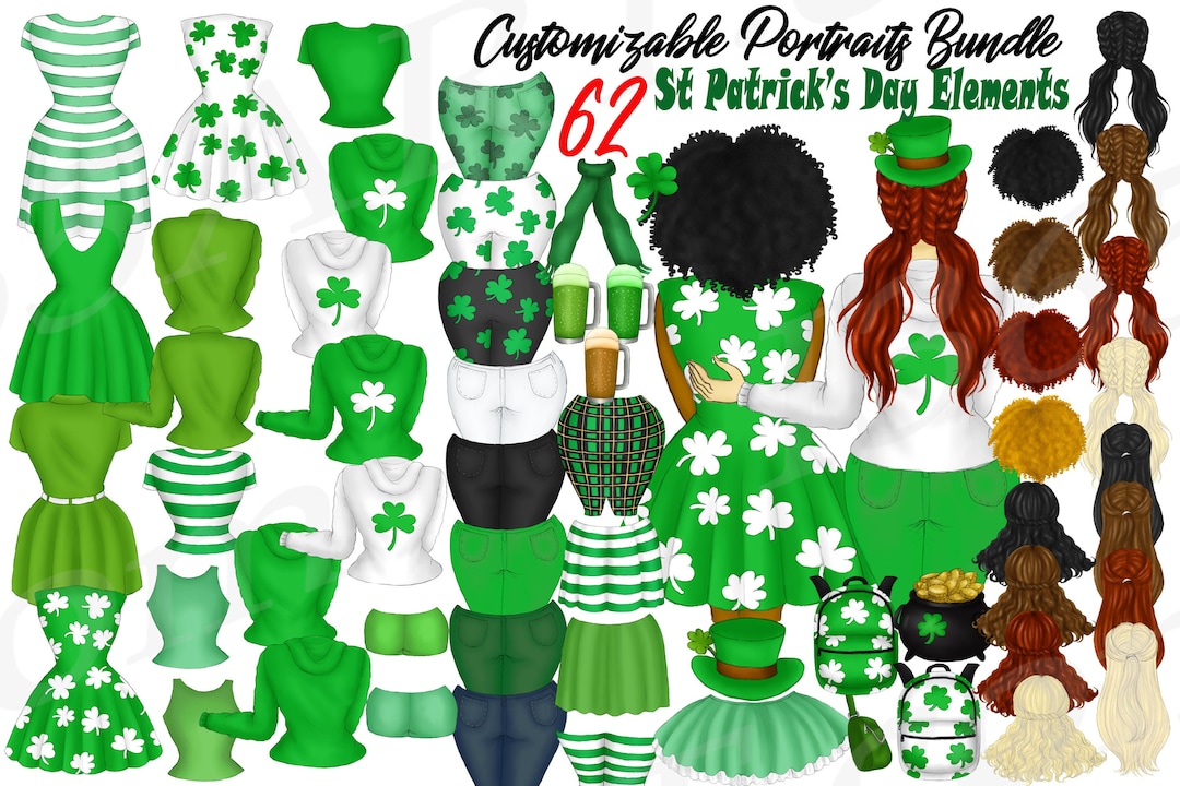 St Patricks Day Best Friends Clipart, Portraits, Besties Clipart ...