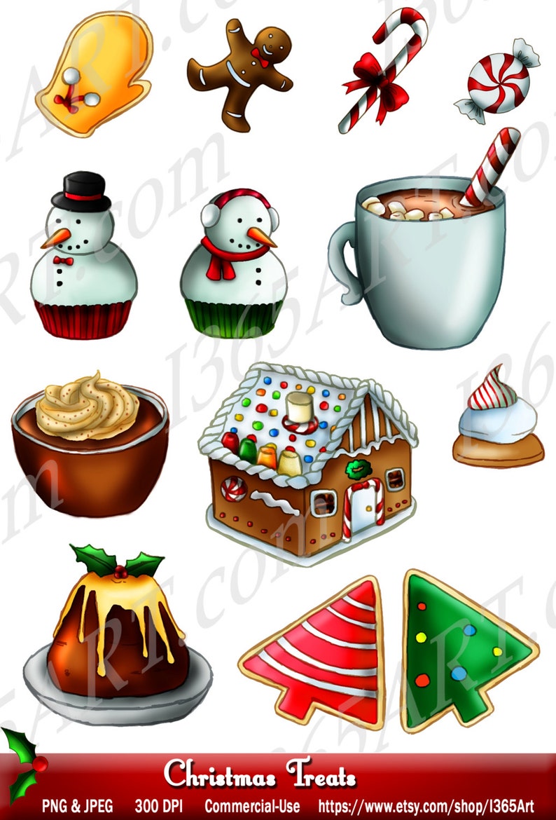 Buy 3 Get 1 Free Merry Christmas Treats Clipart Invitations - Etsy