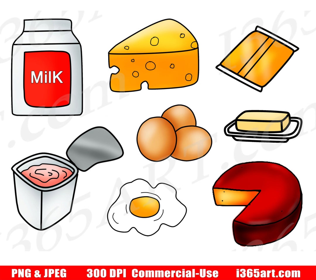 Dairy Foods Clipart, Dairy Foods Clip Art, Food Groups, Milks, Eggs ...