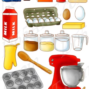 Baking Clipart Set, Kitchen Appliances Clip Art, Cooking Utensils ...