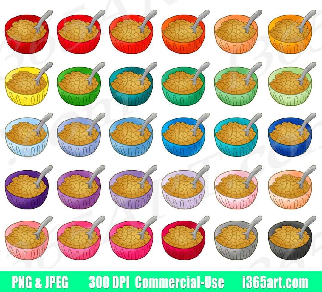 Cereal Clipart, Cereal Bowl Clip Art, Breakfast, Bowl of Cereal, Good ...