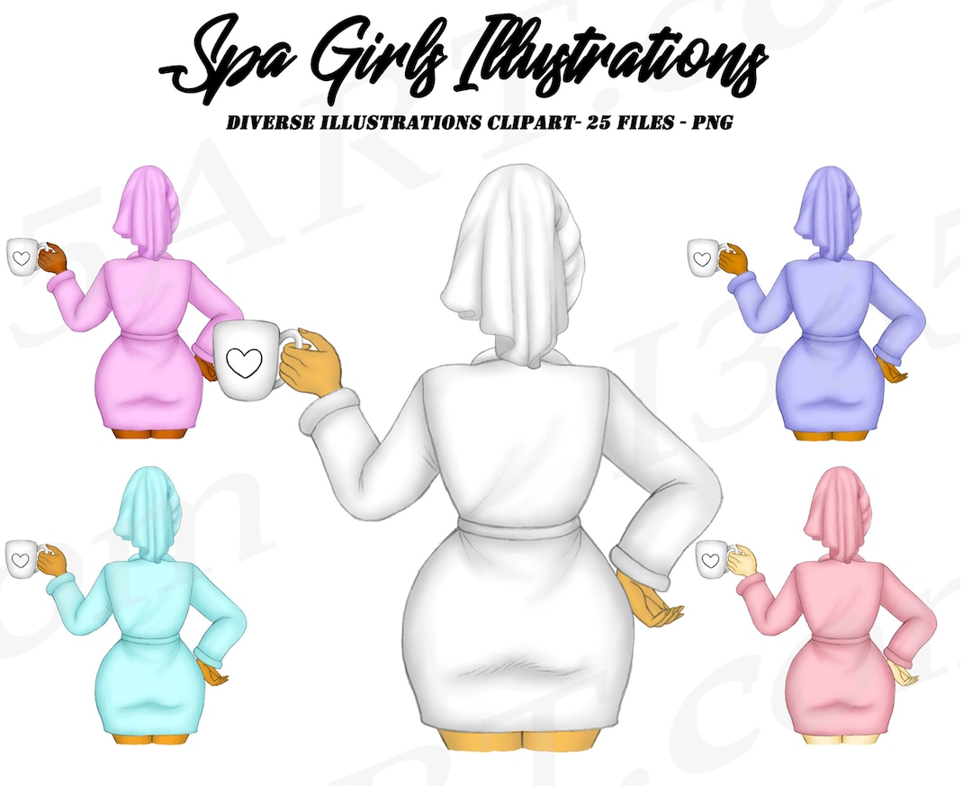 Spa Girl Clipart, Spa Day Clipart, Wellness Clipart, Sublimation, Spa ...