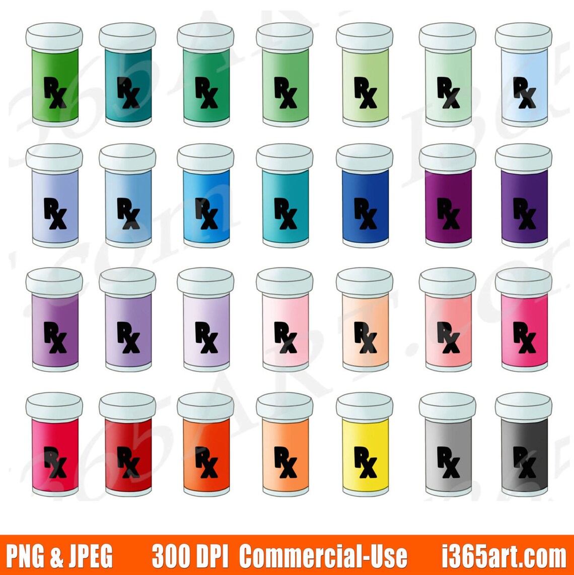 Pill Bottle Clipart Prescription Drug Clip Art Pharmacy - Etsy