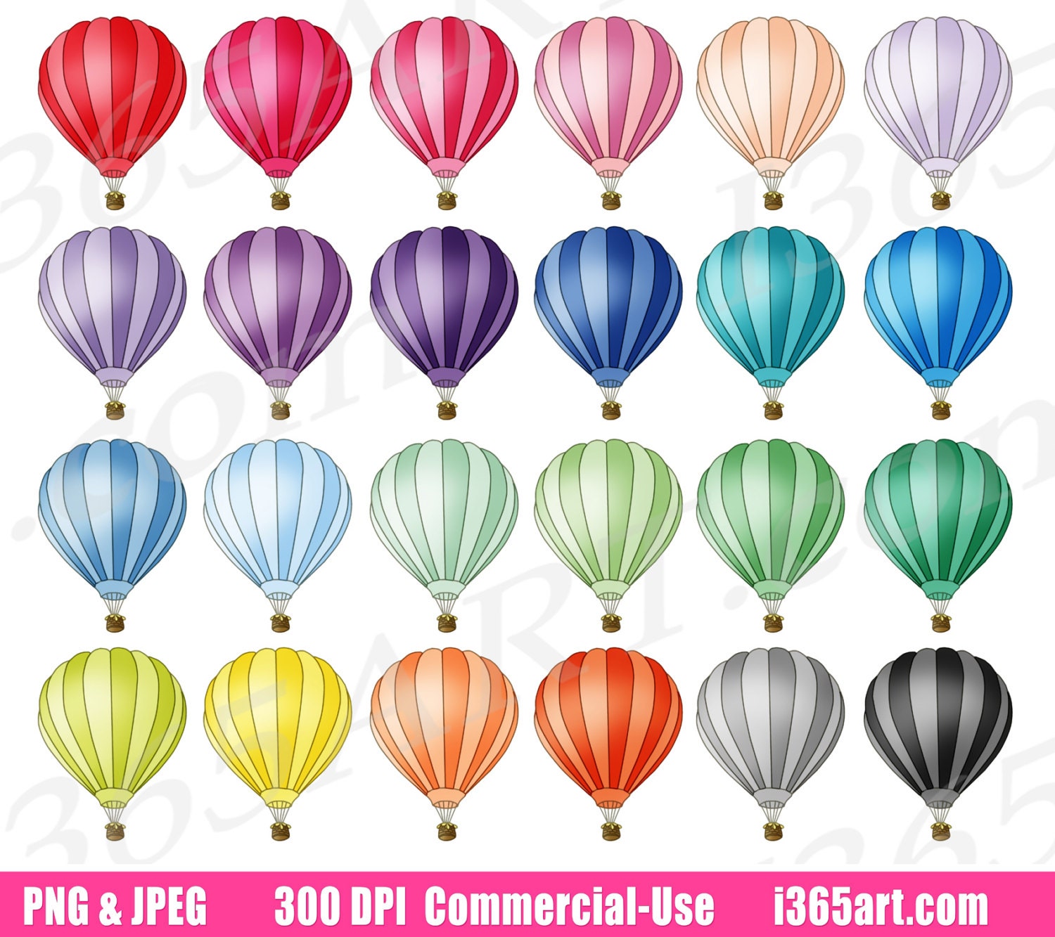 Hot Air Balloon Clipart, Hot Air Balloon Clip Art, Wedding Clipart ...