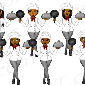 Afro Woman Chef, Culinary Clipart, Black Woman Clipart, Girl Boss ...