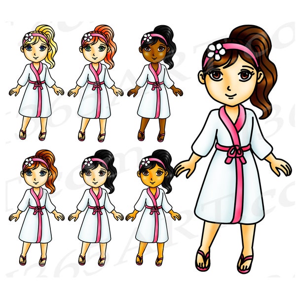 African American Spa Girls Clipart - Etsy