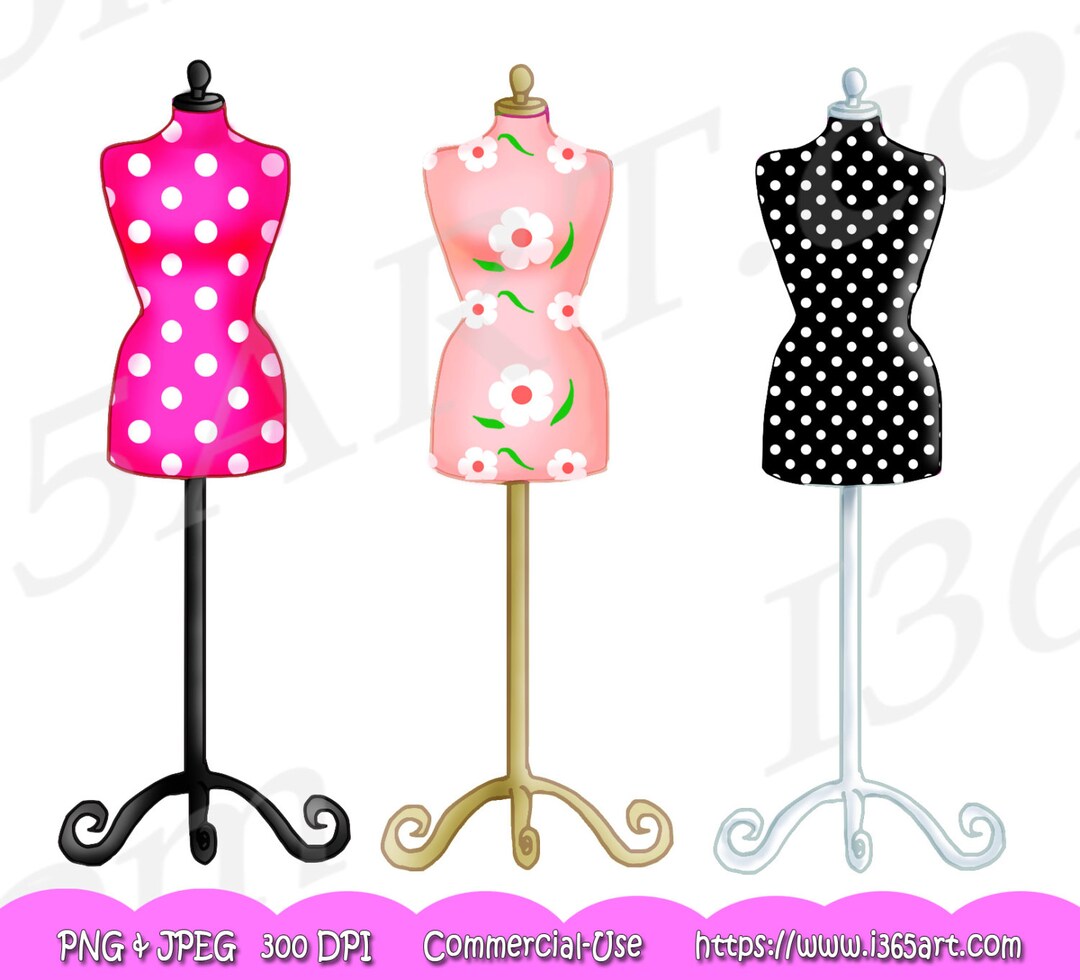 Dress Form Clipart Set, Seamstress Clip Art, Digital Graphic, Dress ...