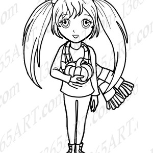 Girl Clipart Digital Stamp Coloring Page Illustration - Etsy