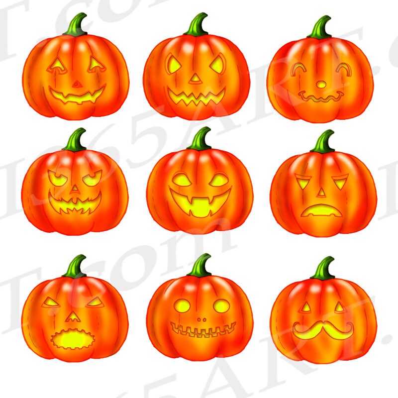 Halloween Jack-o-lantern Clipart, Pumpkin Faces (digital Download) - Etsy