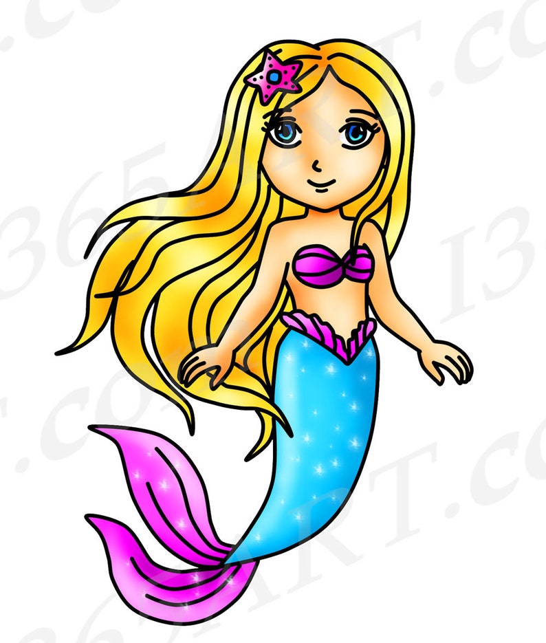 Cute Mermaid Clipart, Mermaid Clip Art, Mermaid Girls Clipart, Under ...