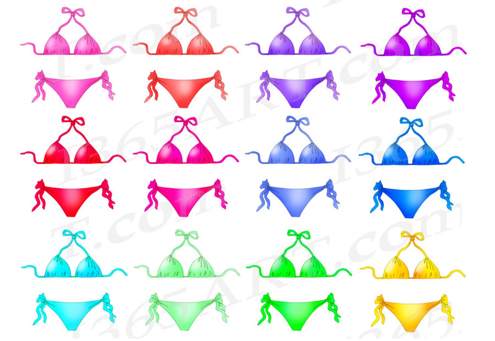 Buy 3 Get 1 Free Bikini Clipart Bikinis Clip Art Colorful | Etsy