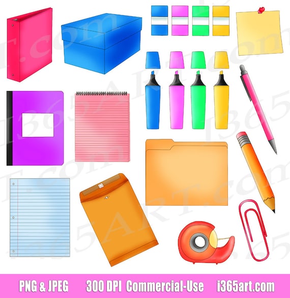 Buy 3 get 1 free Stationary Clipart, Stationary Clip art, Writing ...
