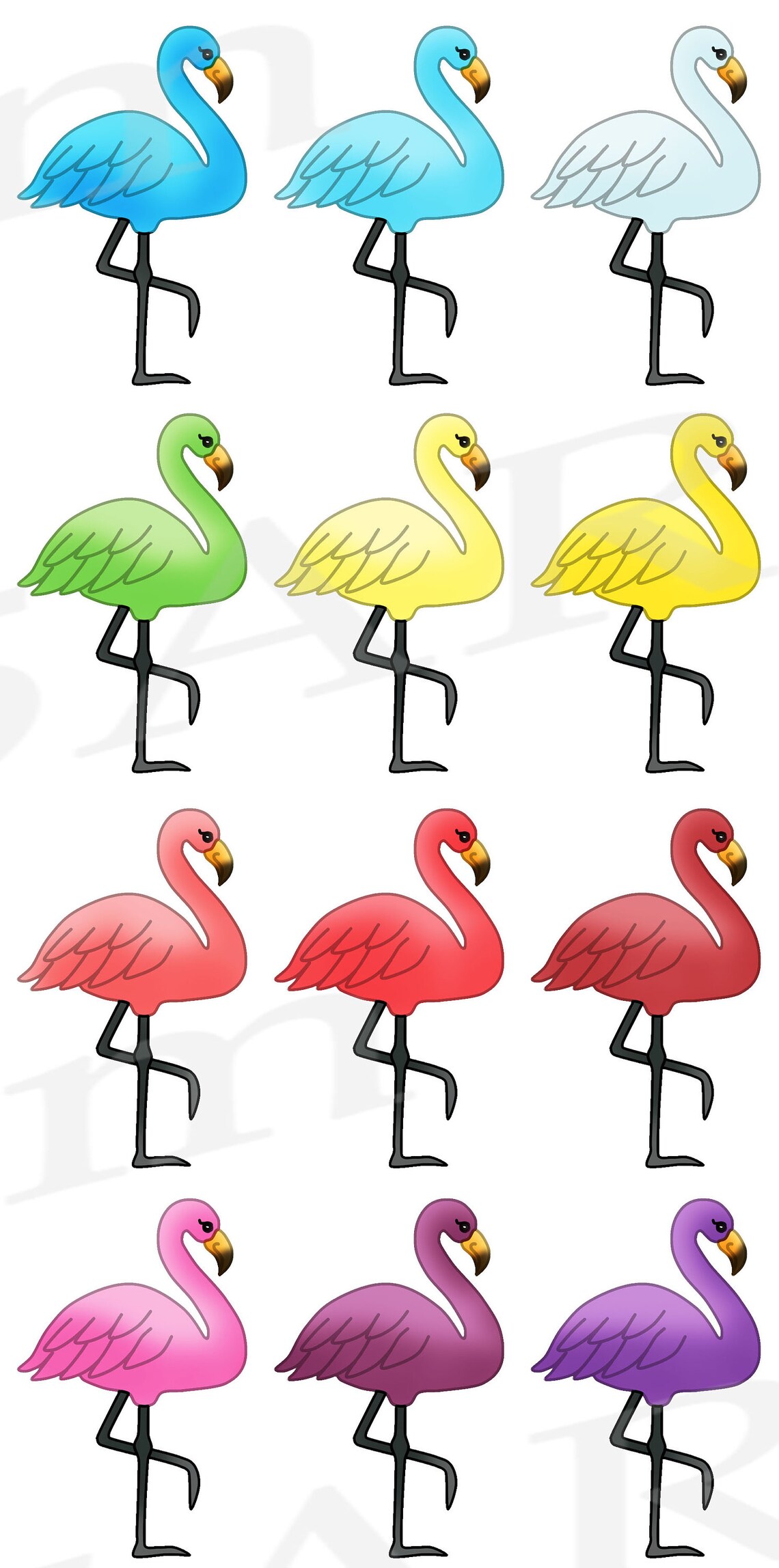 Flamingo Clipart Rainbow Flamingo Clip Art Flamingo - Etsy
