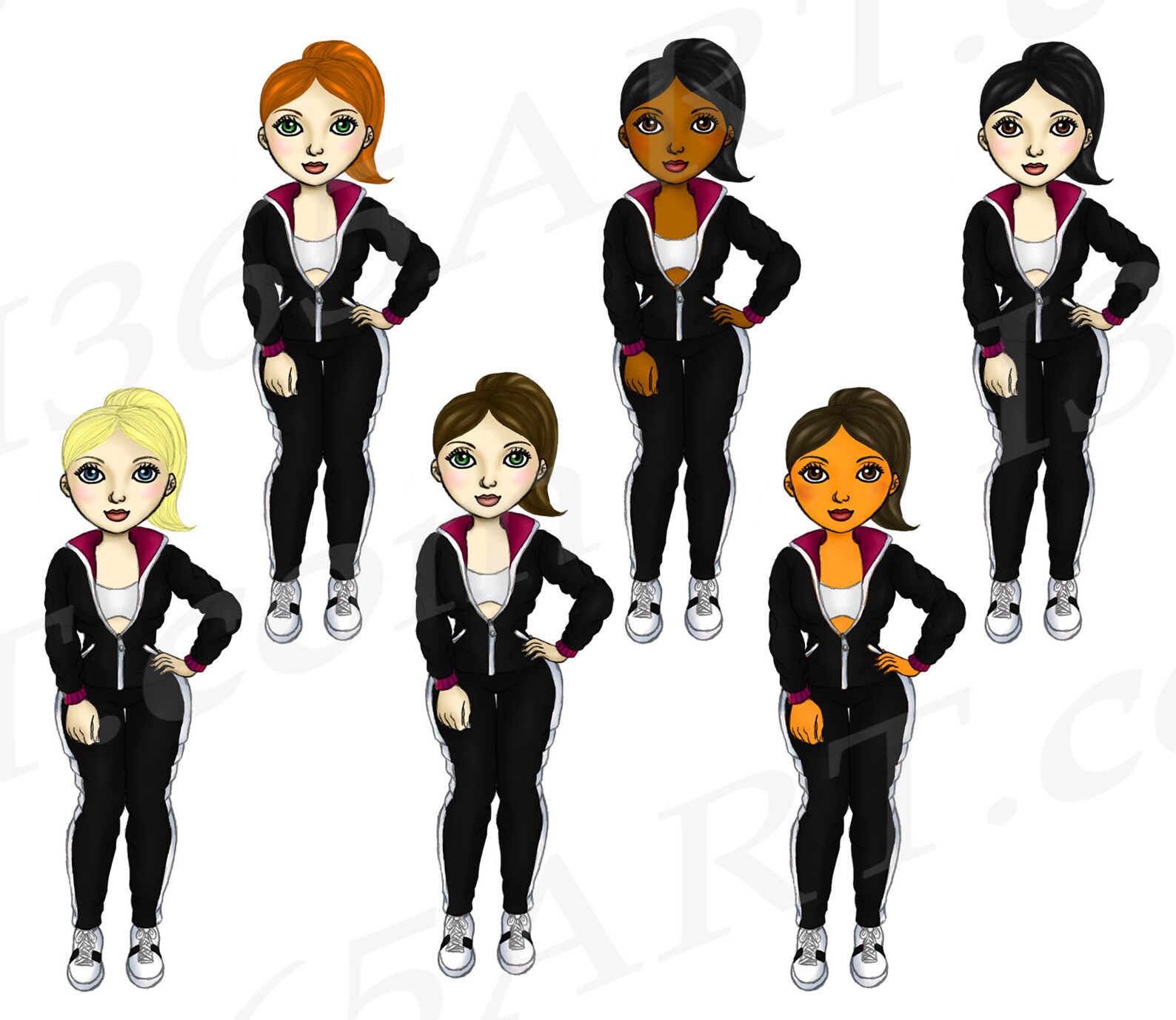 Fitness Girl Clipart Workout Girl Clipart Track Suit - Etsy