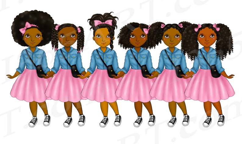 Little Black Girl Clipart Afro Girl Clipart Denim Girl - Etsy