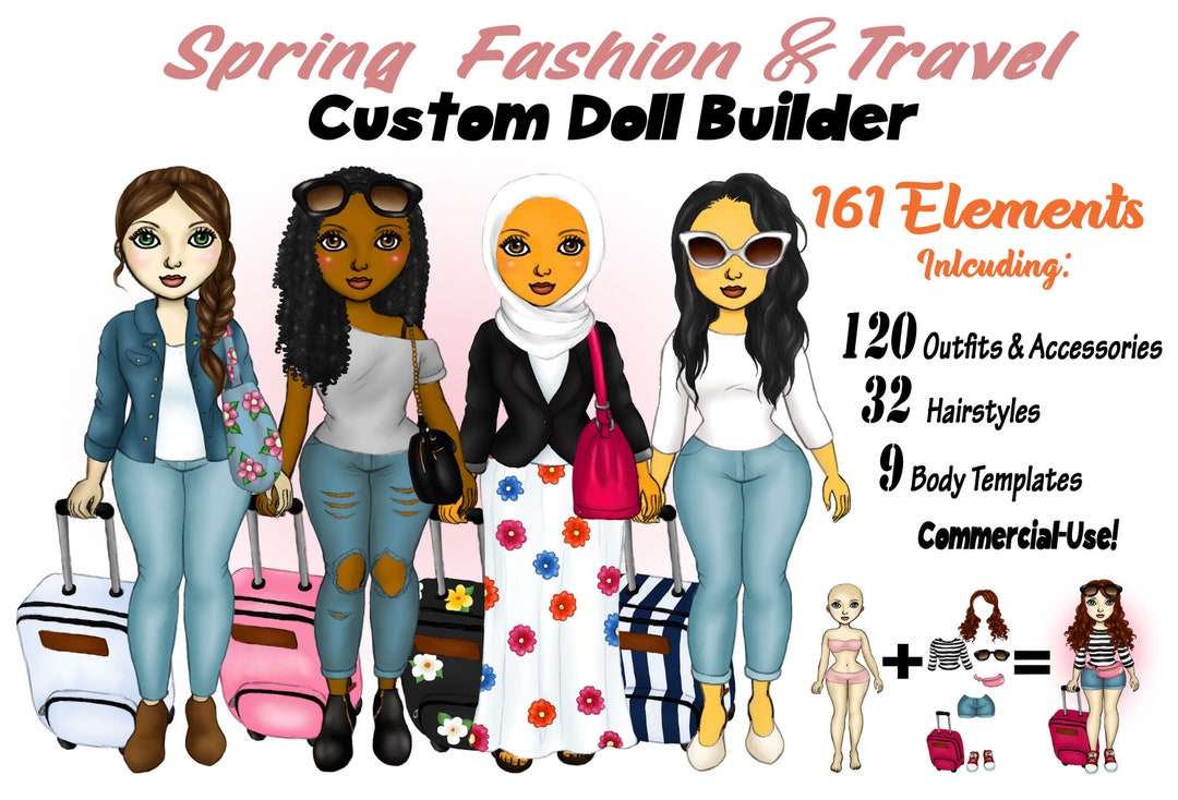 Spring Fashion Clipart, Custom Girl Clipart, Customizable, Spring ...
