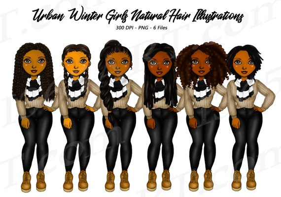 Winter Girl Clipart, Black Woman Clipart, Black Girl Clipart, African ...
