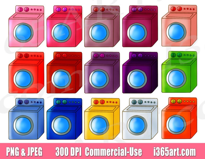 Washing Machine Clipart, Washer Clip Art, Laundry Icons, Printable ...