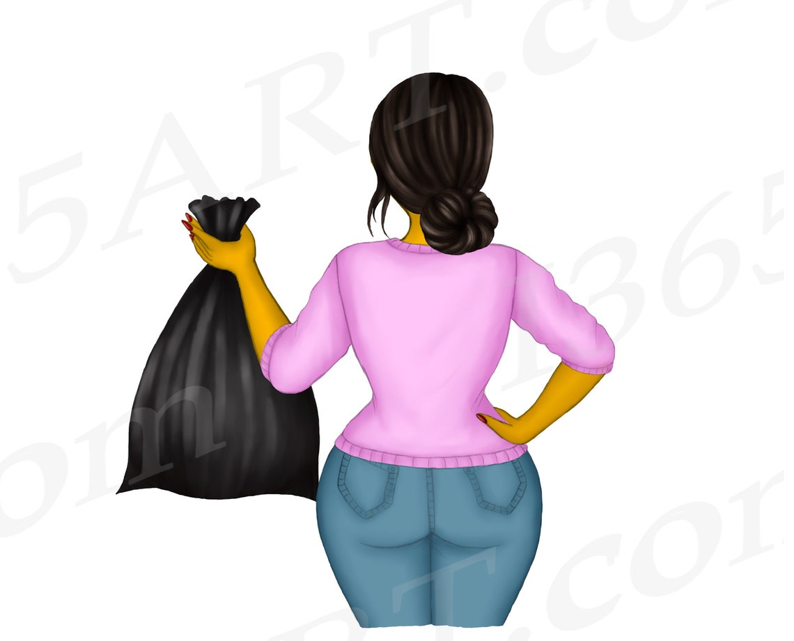 Trash Day Clipart Taking Out Trash Chore Girls African - Etsy