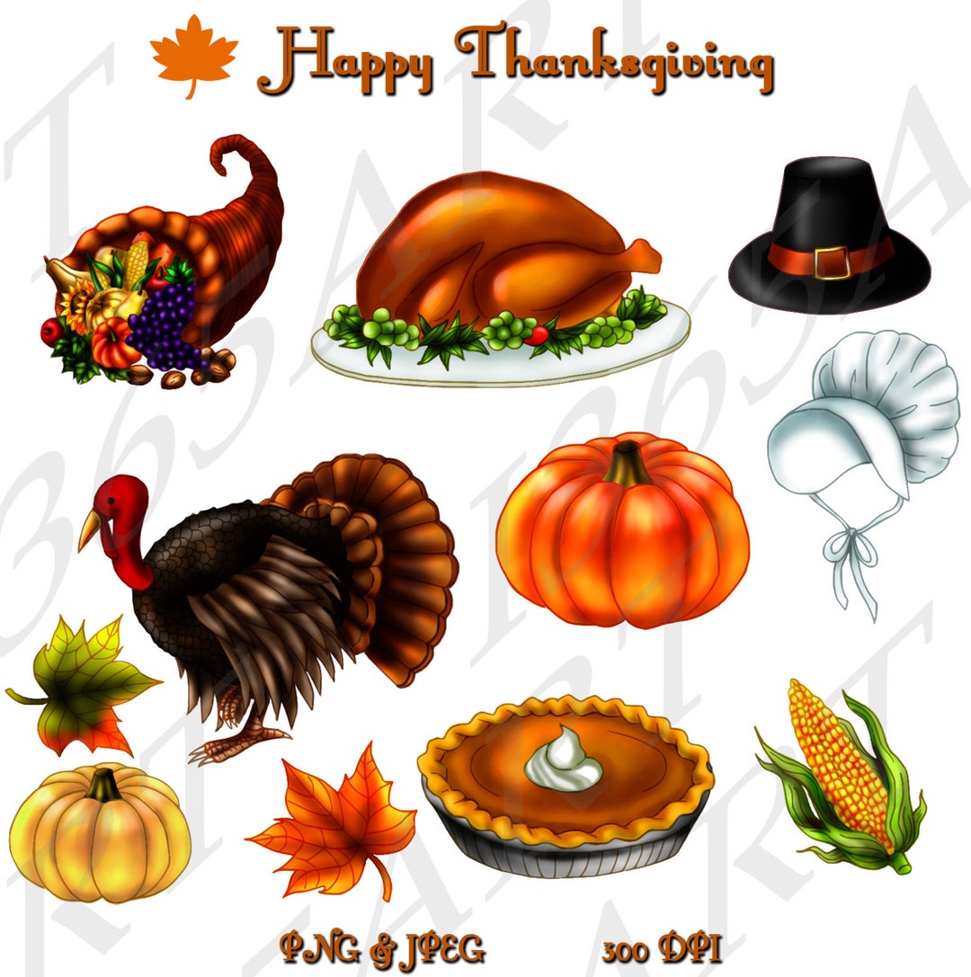Happy Thanksgiving Clipart, Party, Invitations, Scrapbooking ...